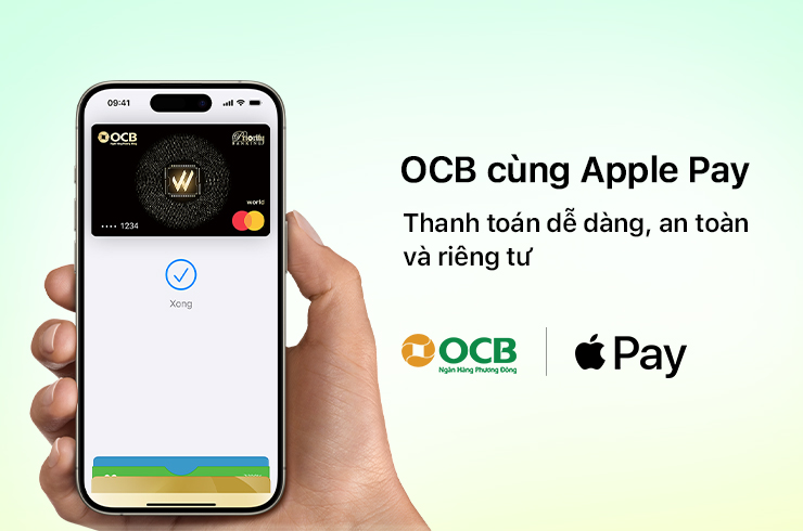 Hoàn tiền 20% khi thanh toán thẻ OCB Mastercard qua Apple Pay