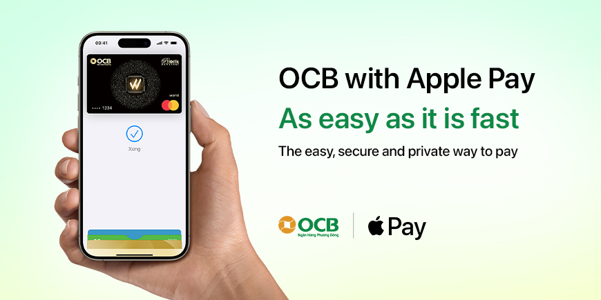 Get a 20% cashback when paying with OCB Mastercard via Apple Pay