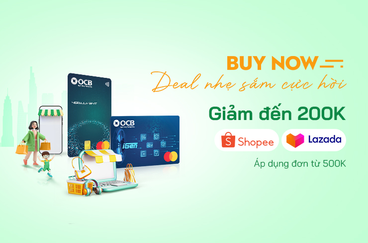 [Ưu đãi thẻ] Giảm đến 200.000 VND khi mua sắm tại Shopee, Lazada